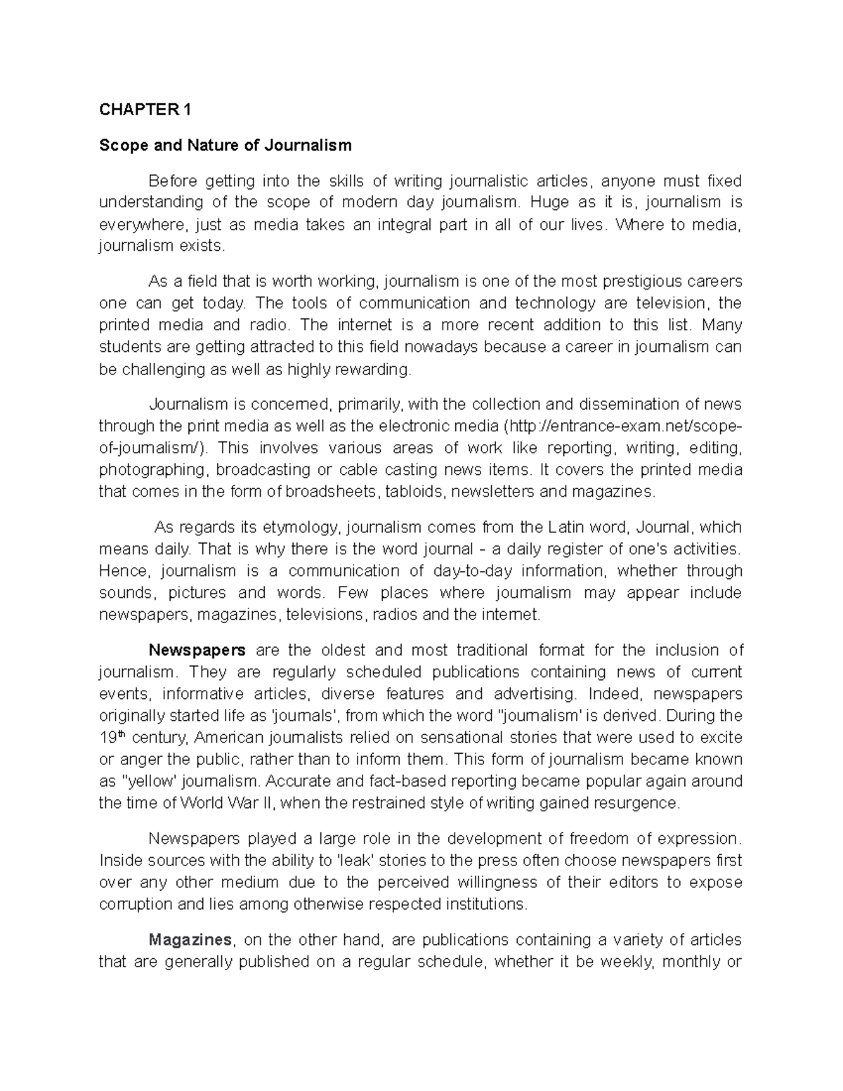 Campus Journalism Chapter 1 5 - CHAPTER 1 Scope and Nature of ...