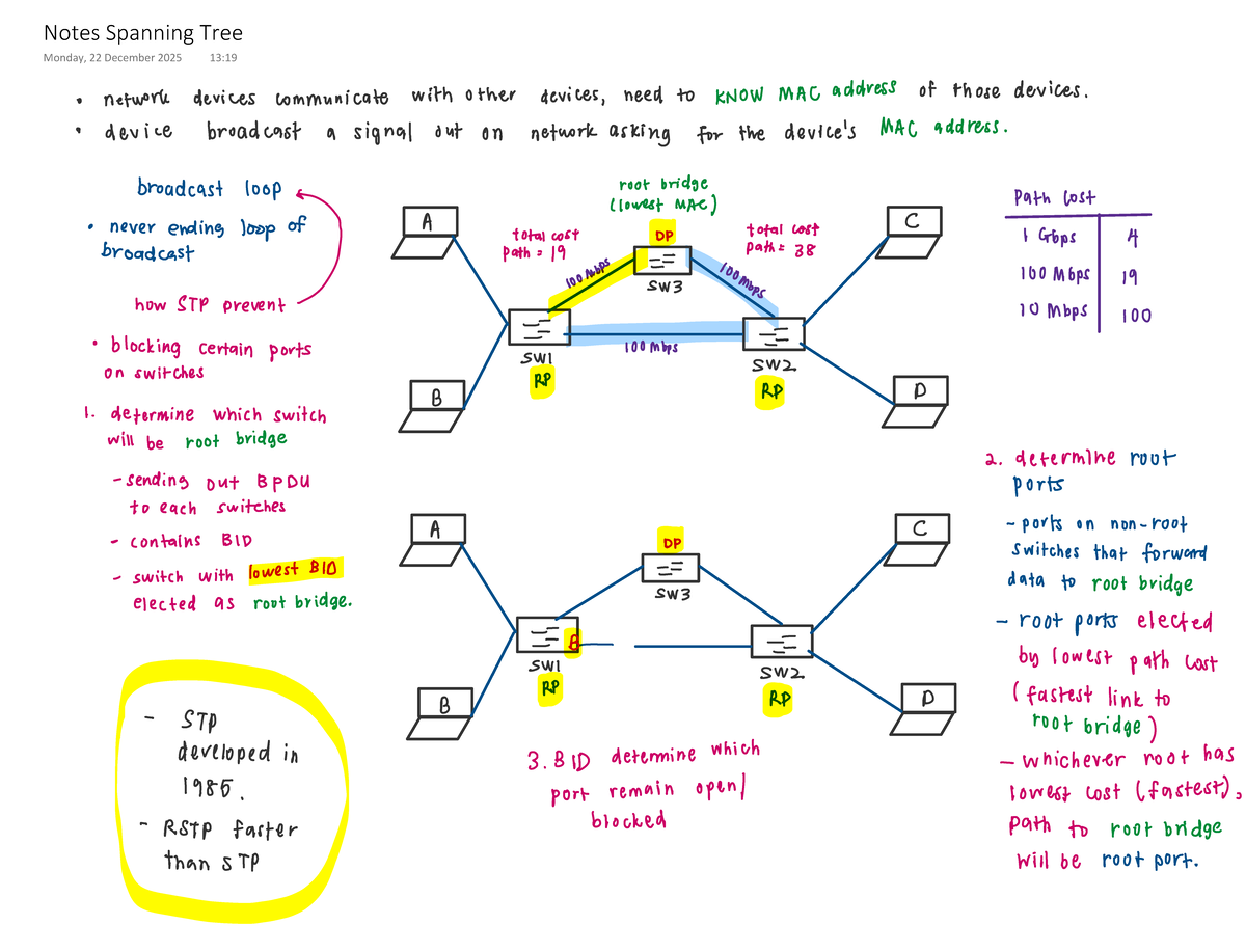 Spanning Tree Protocol (STP) Notes for Network Devices - Studocu