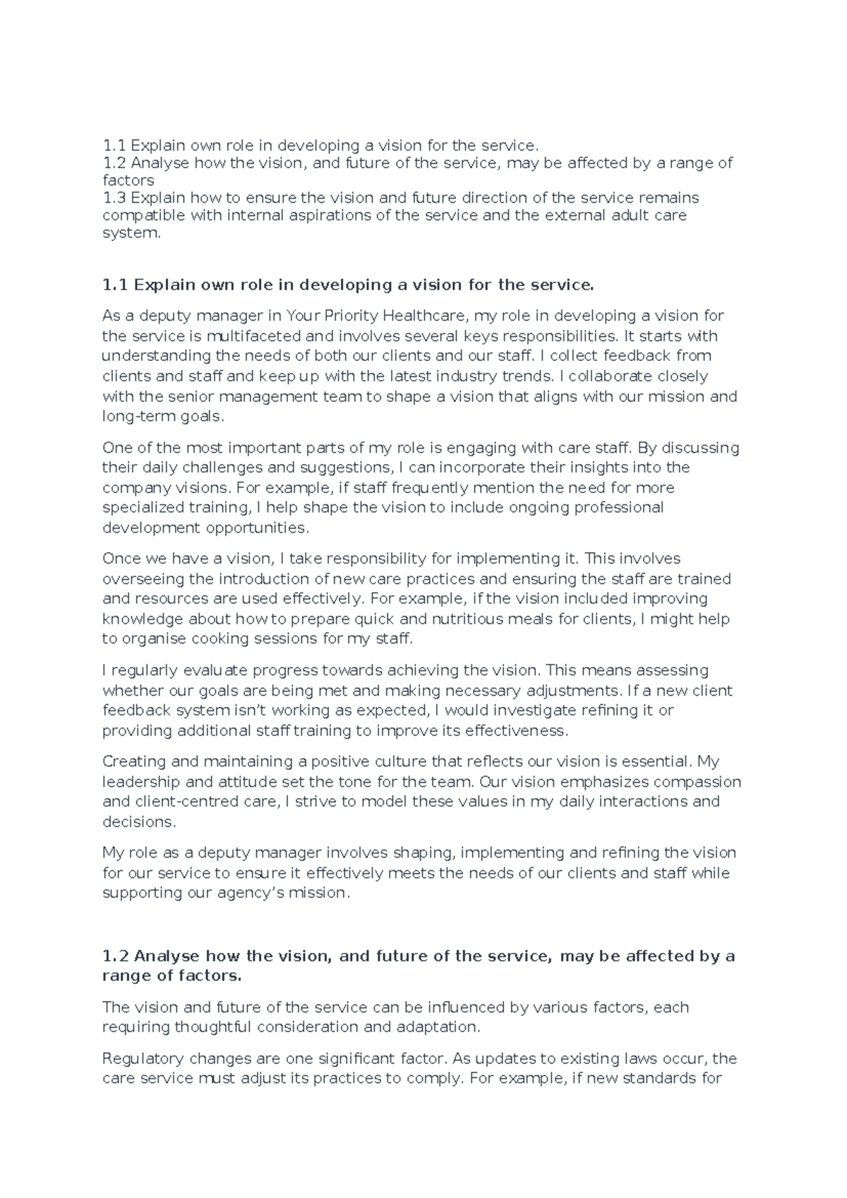 Developing a Vision for Adult Care Services: Role & Impact Analysis ...