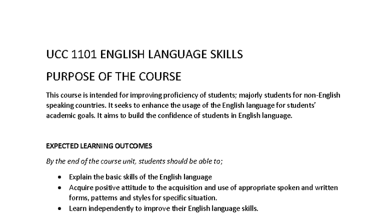 UCC 1101 ENGLISH LANGUAGE SKILLS COURSE NOTES - Studocu