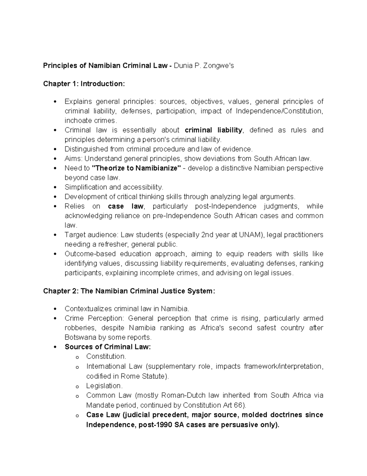 Principles of Namibian Criminal Law (CRL 101): Chapter 1 Overview and ...