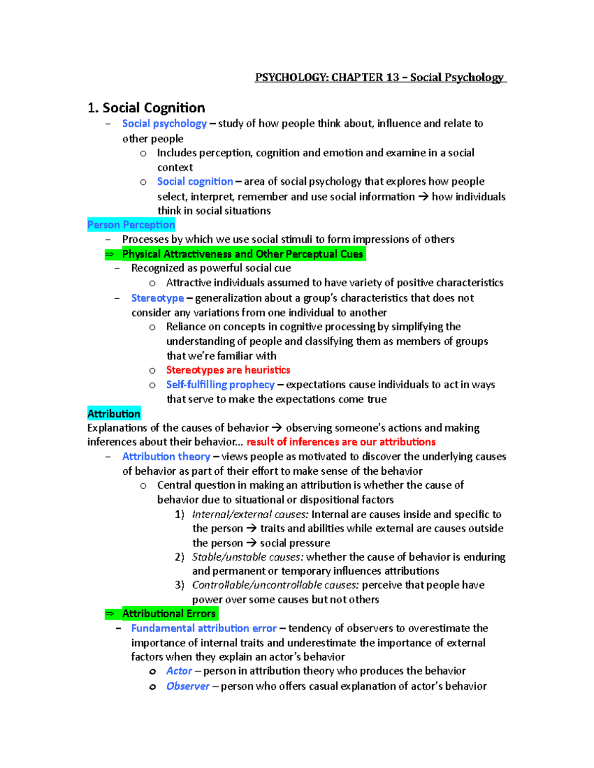 Chapter 13 - Social Psychology - PSYCHOLOGY: CHAPTER 13 – Social ...