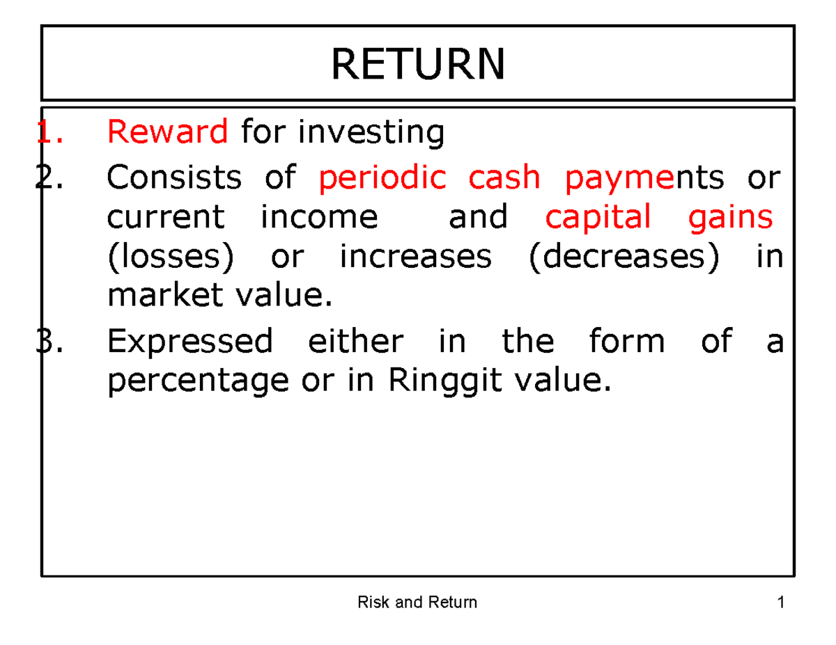 Risk and Return: Key Concepts and Measurements in Finance - Studocu