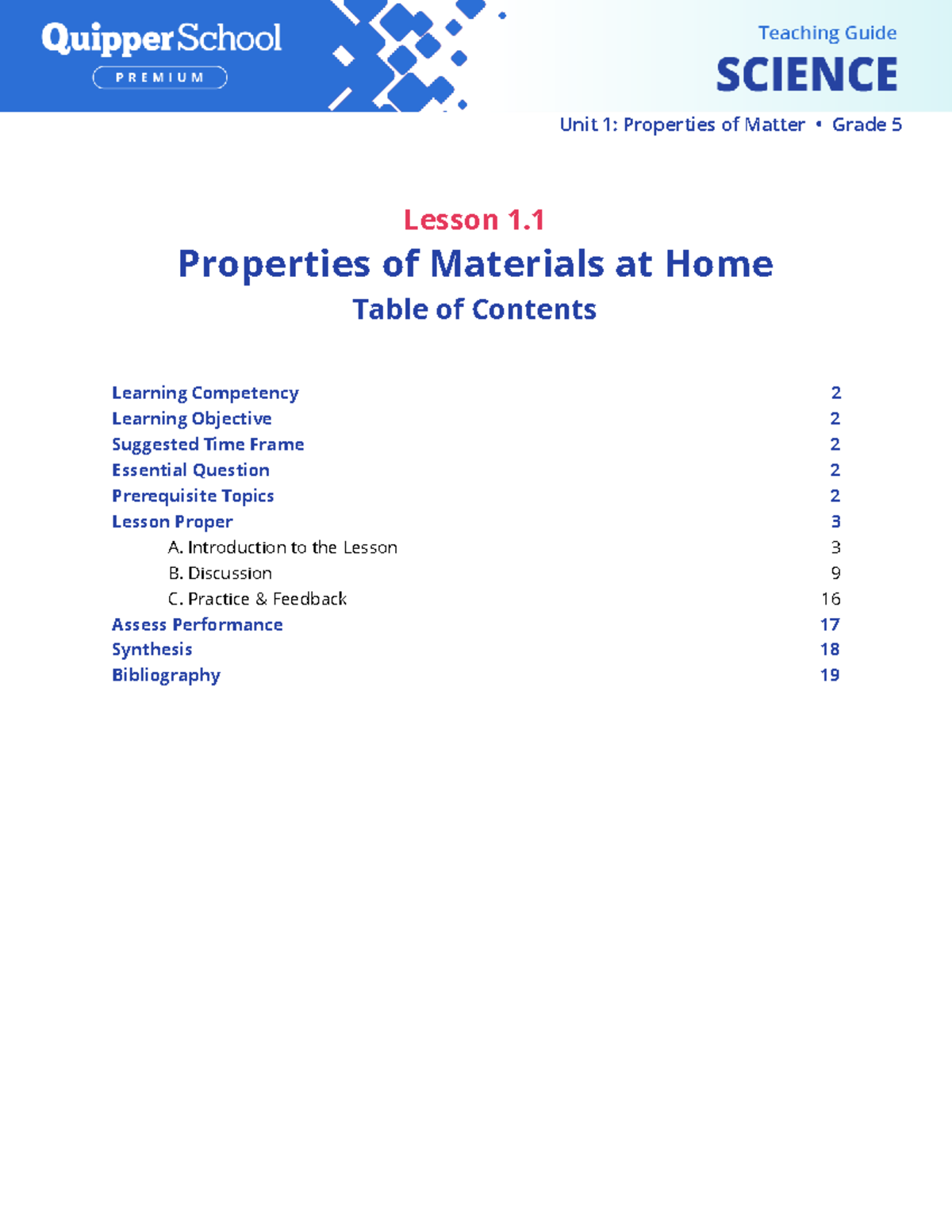 Properties of Materials at Home - Science 5 Lesson 1.1 Guide - Studocu