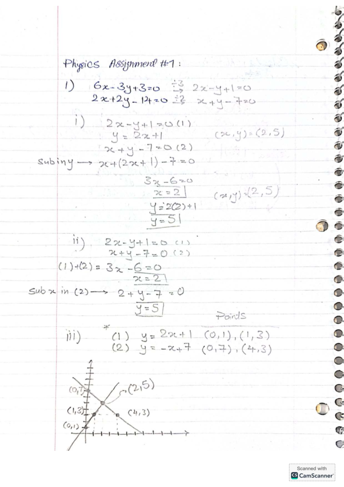 Physics Assignment #1: Analyzing Coordinate Intersections and Motion ...