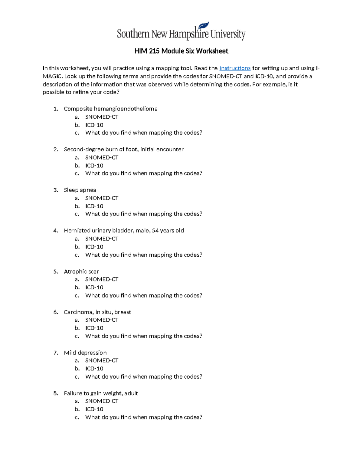 HIM 215 Module Six Worksheet - HIM 215 Module Six Worksheet In this ...