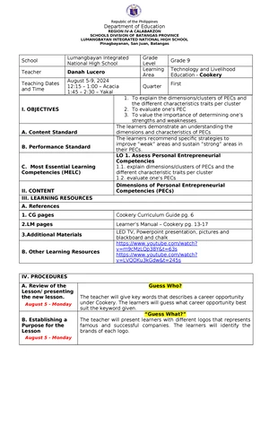 TLE 9 - Cleaning and Sanitizing Kitchen Tools and Equipment - Studocu