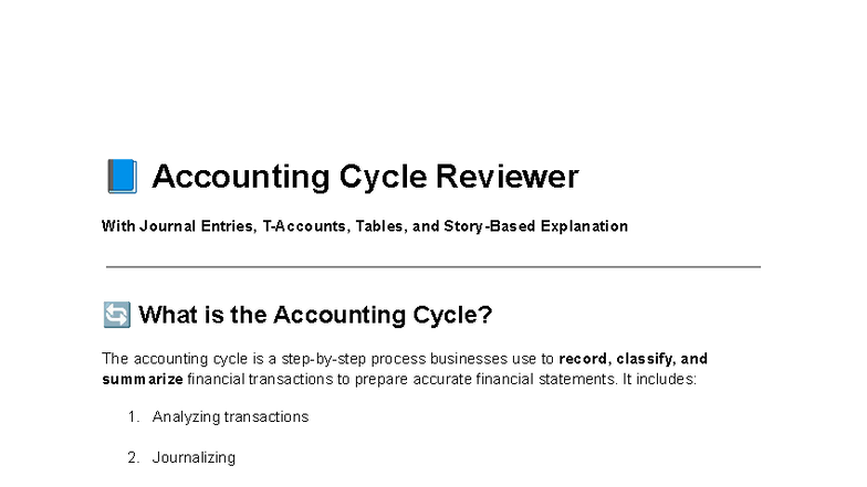 📘 Accounting Cycle Review: Journal Entries & Financial Statements - Studocu