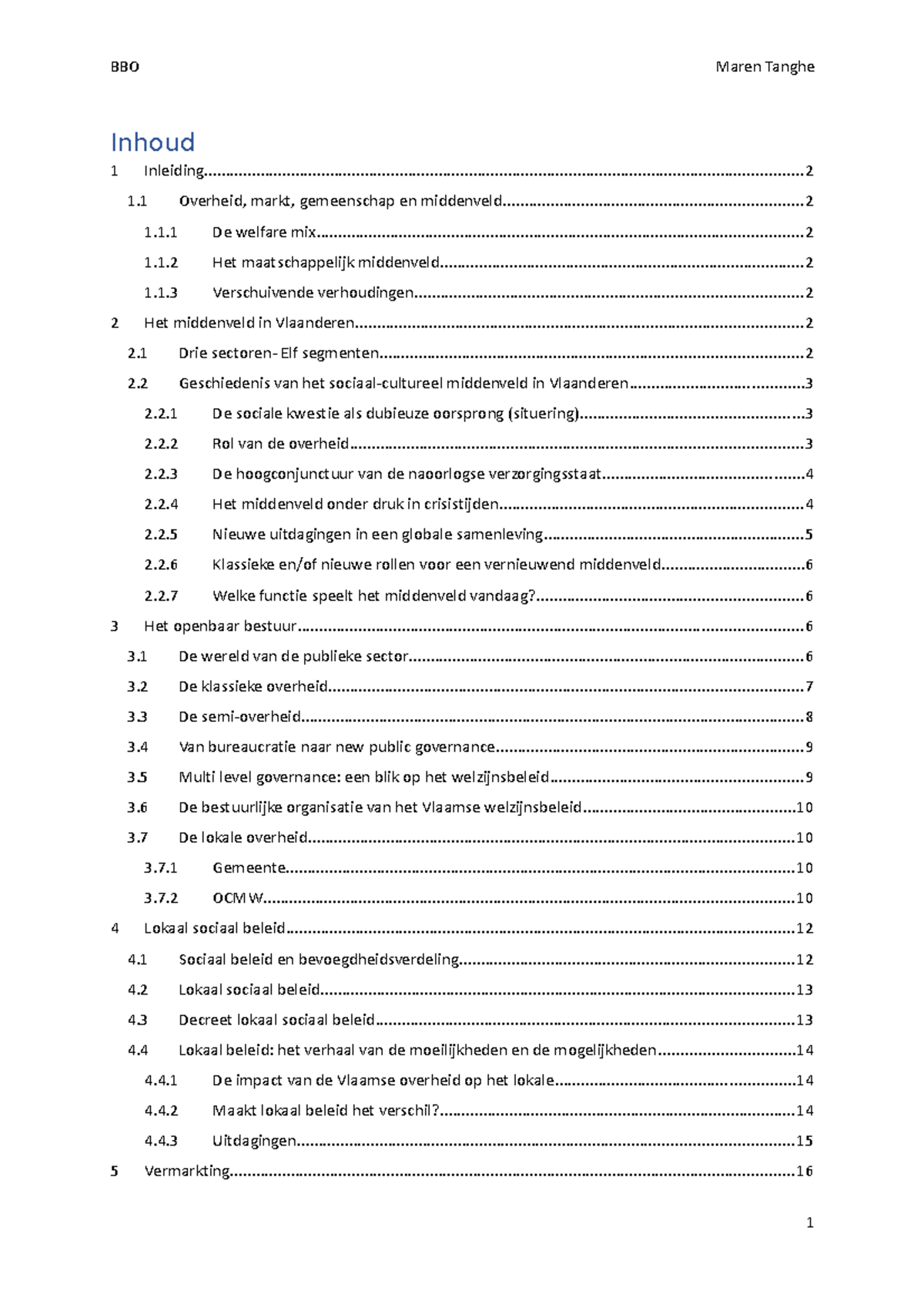 BBO Samenvatting: Inleiding en Het Middenveld in Vlaanderen - Studocu