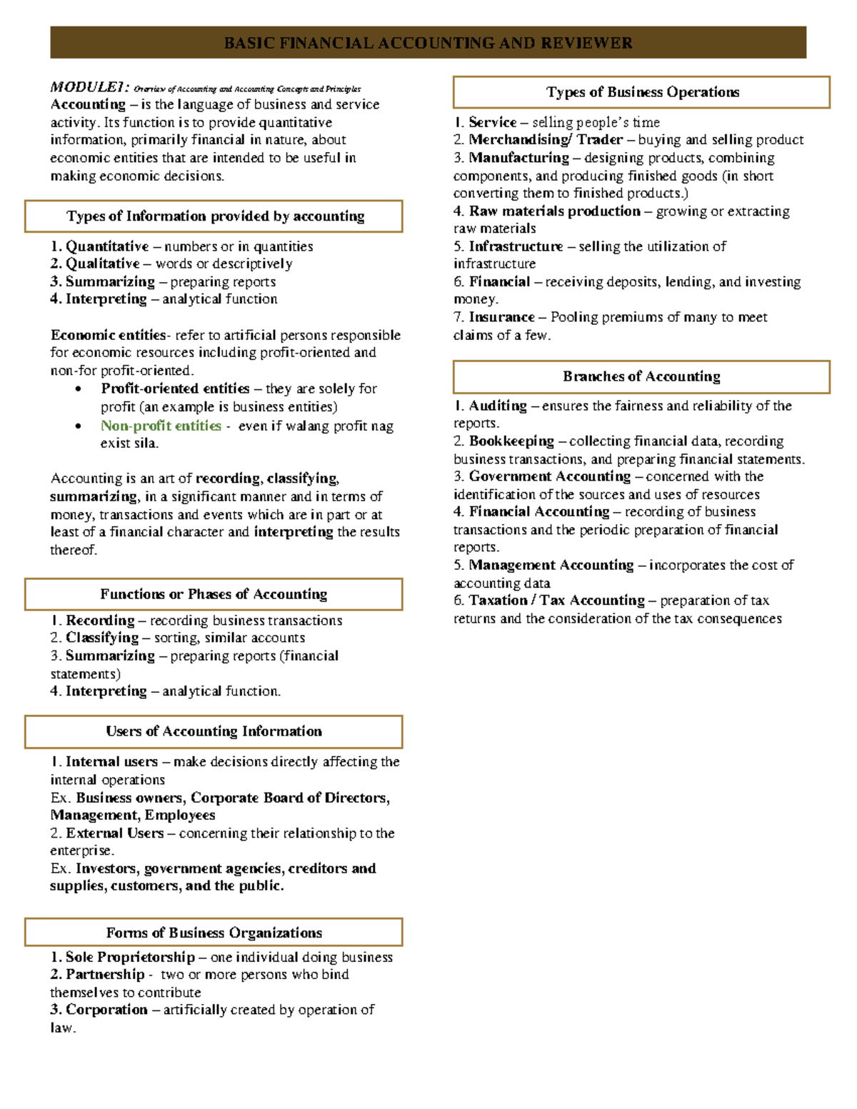 Accounting - Its function is to provide quantitative information ...