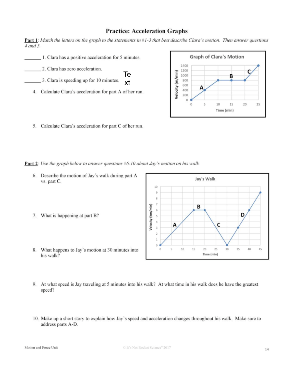 Acceleration Graphs: Practice Questions and Descriptions for Motion ...
