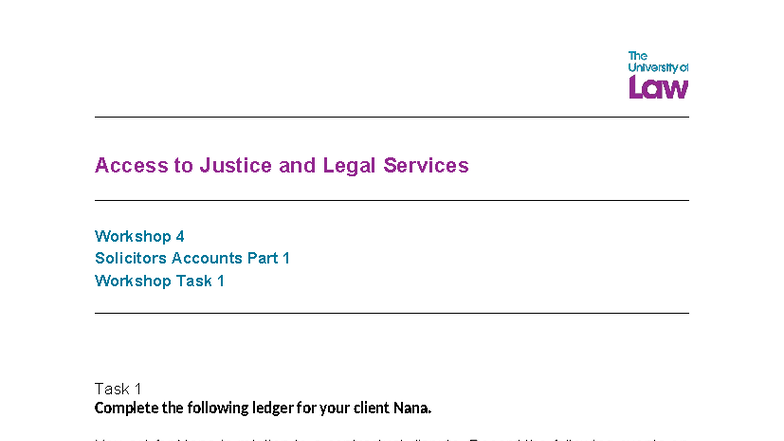 Engage Task 1 - LG4: Client Ledger Completion for Nana - Studocu
