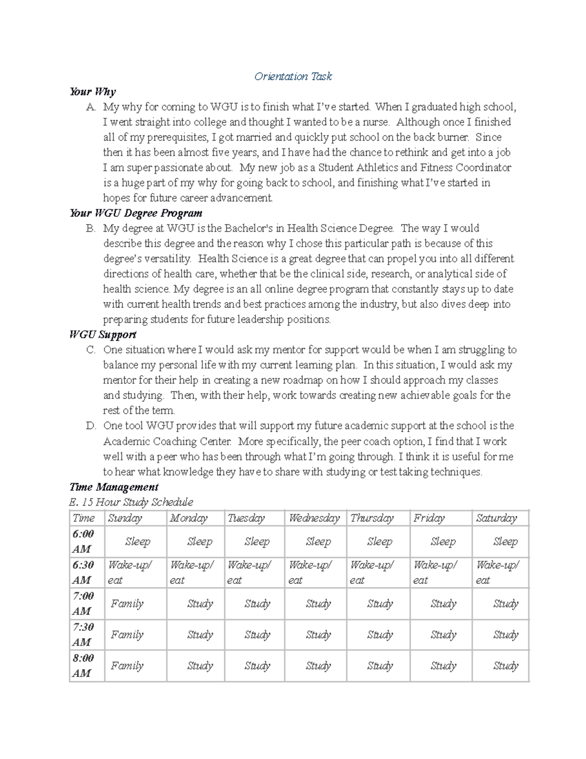 Untitled document - Passed! - Orientation Task Your Why A. My why for ...