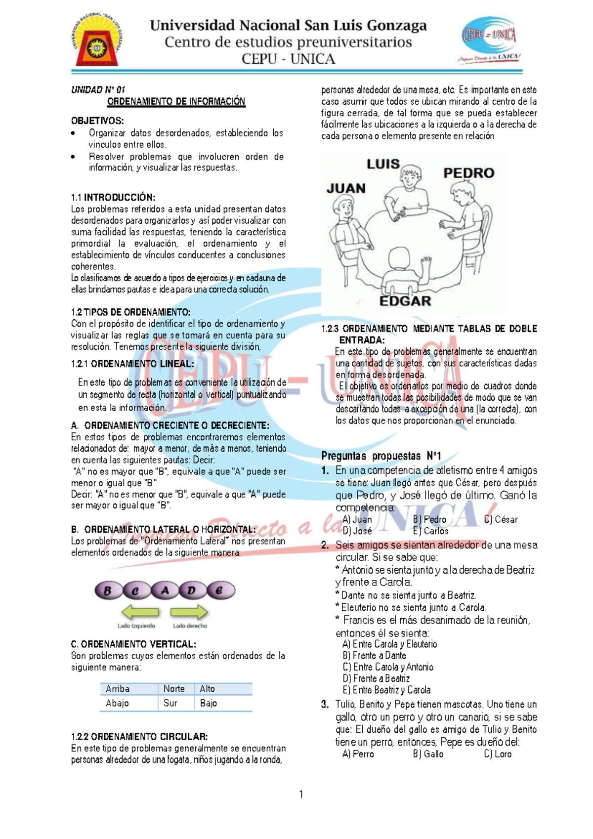 Ejercicios de Ordenamiento y Operadores Matemáticos CEPU RM 2026-I ...