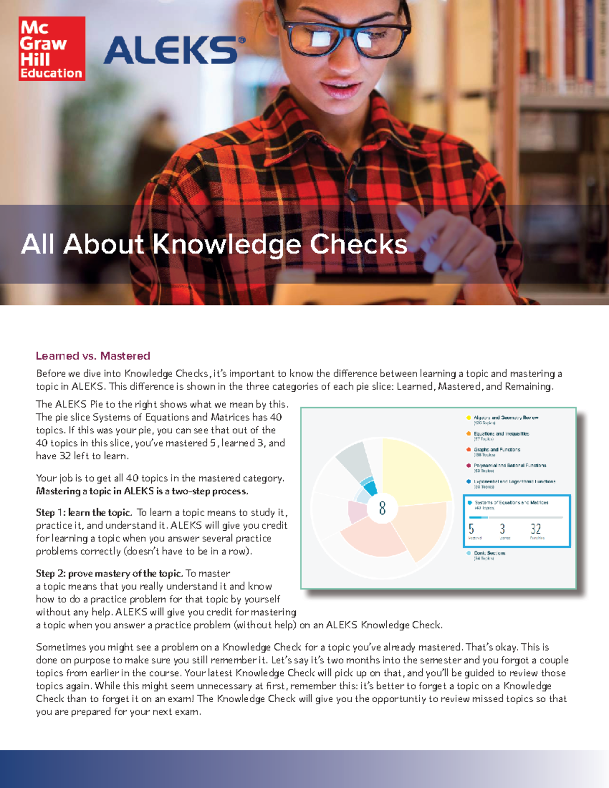 ALEKS Knowledge Checks Overview: Learning vs. Mastery - Studocu