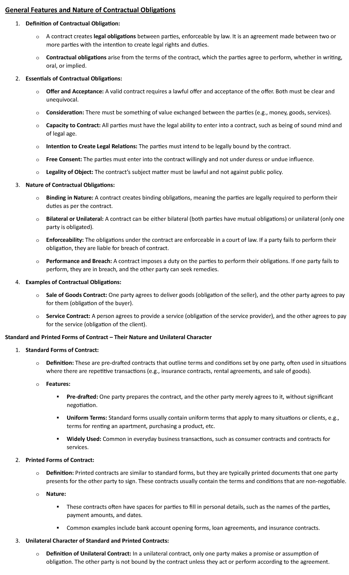 Contract LAW101 - Key Features and Nature of Contractual Obligations ...