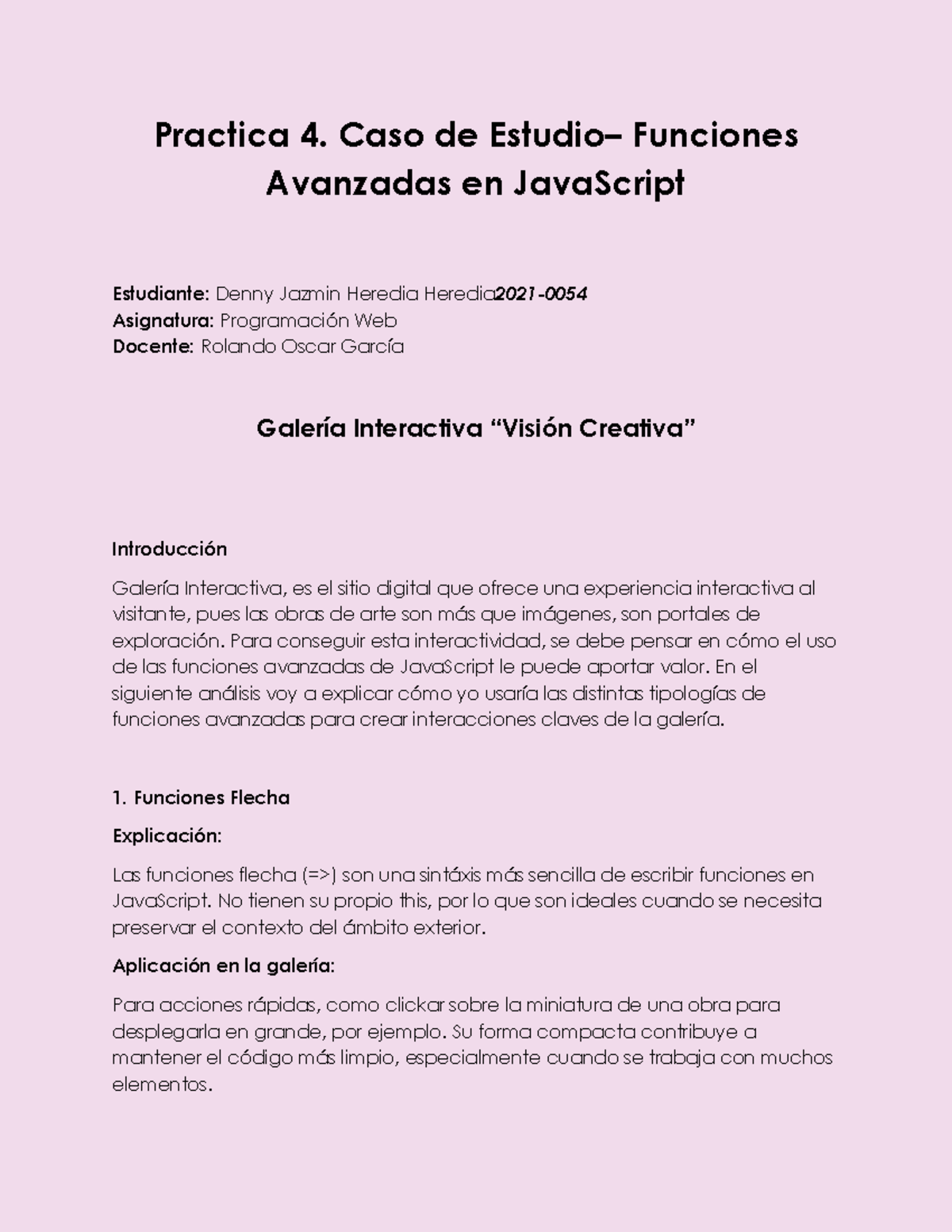 Práctica 4: Caso de Estudio en Funciones Avanzadas de JavaScript - Studocu