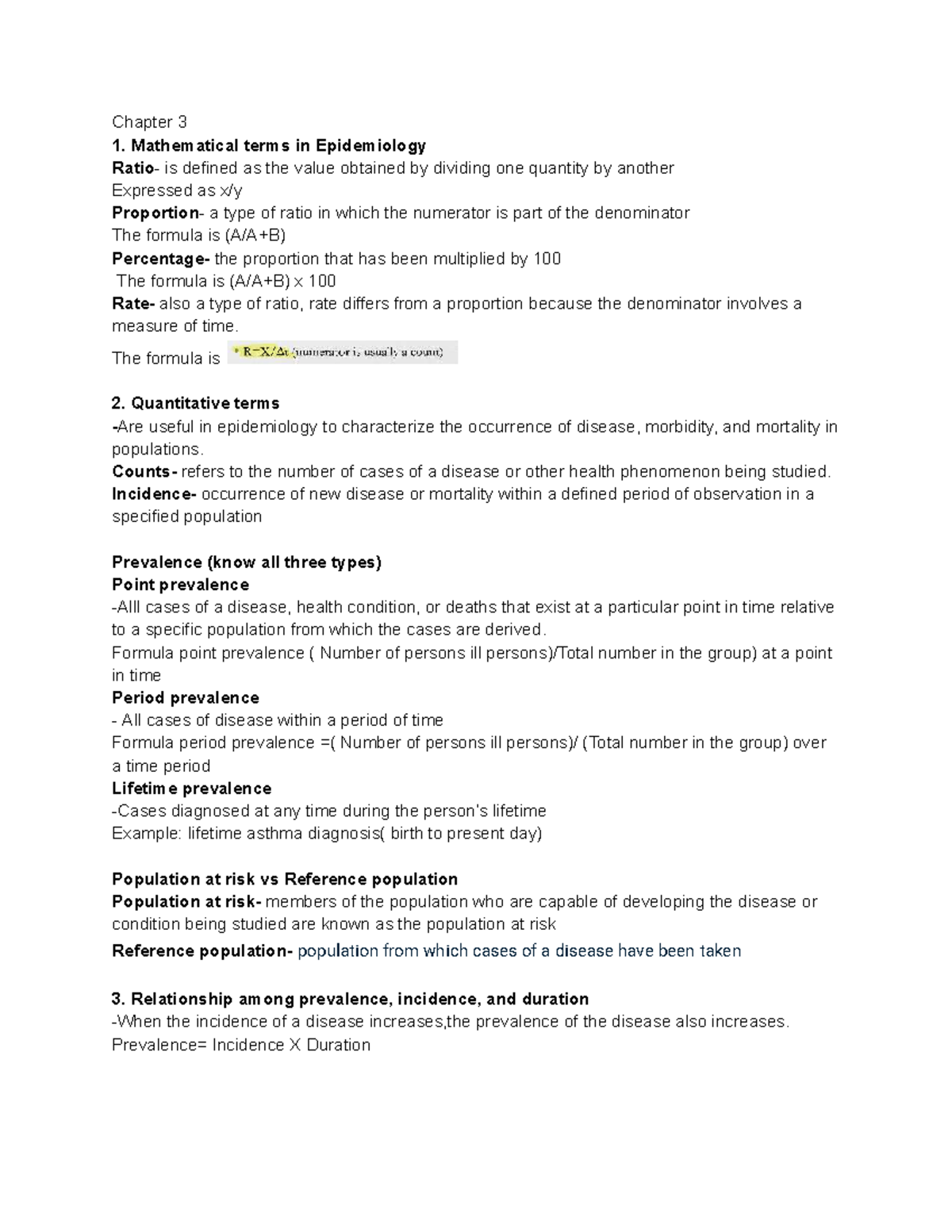 Epidemiology Midterm Review: Key Concepts and Definitions - Chapter 3 Mathematical terms in ...
