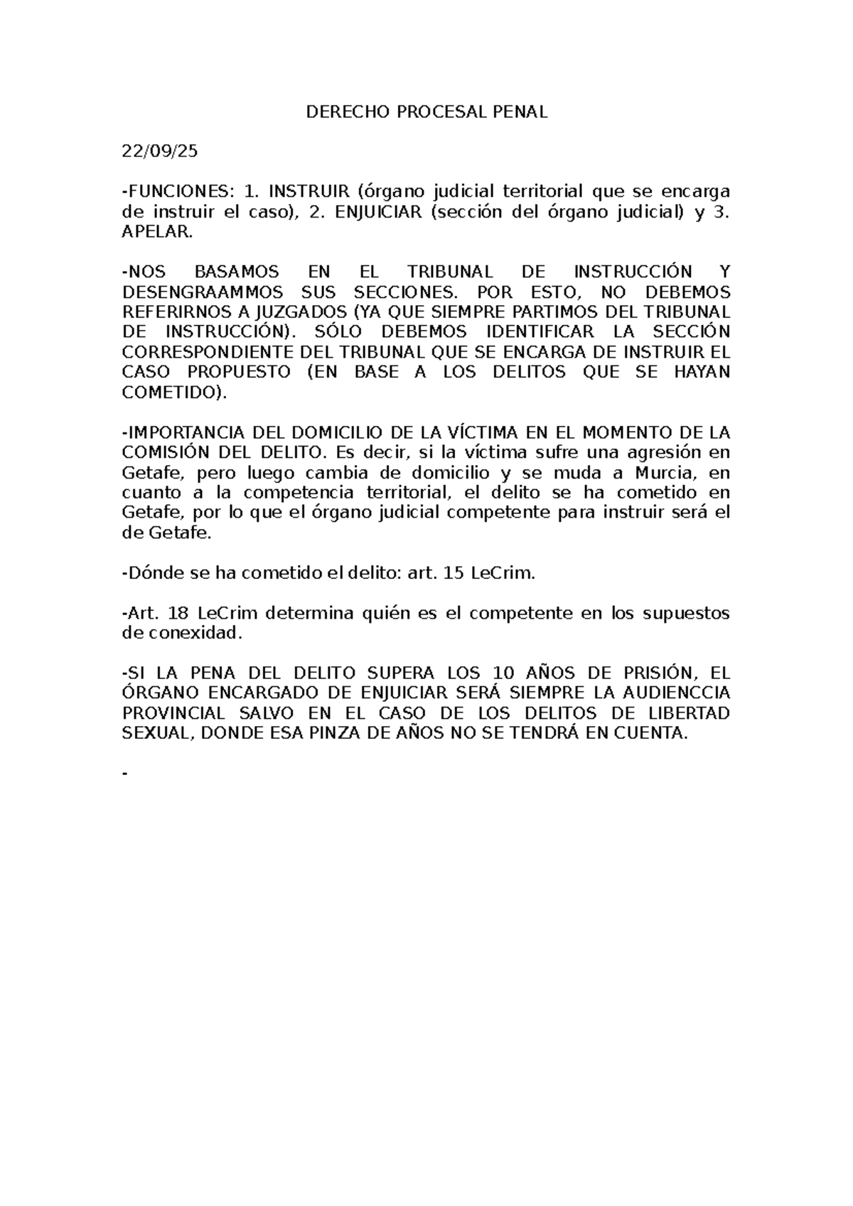 Derecho Procesal Penal: Instrucción, Enjuiciamiento y Apelación - Studocu