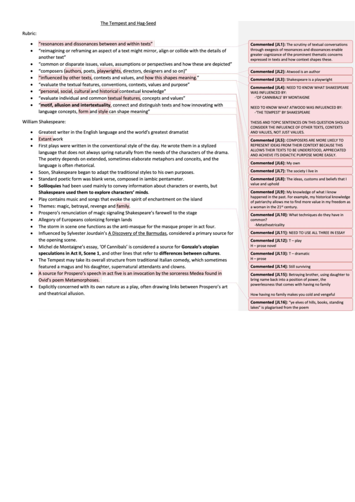HSC English Adv Mod A: The Tempest & Hagseed State Ranking Notes - Studocu