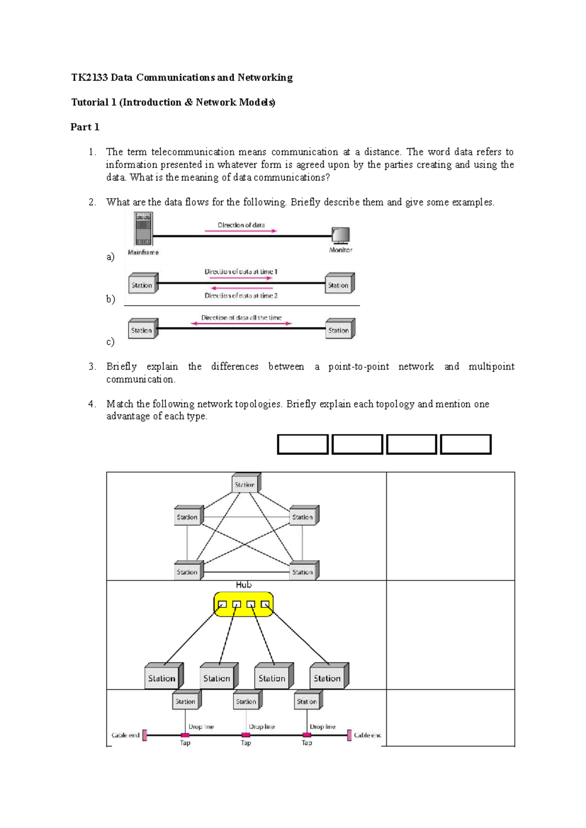 TK2133 Data Communications & Networking Tutorial 1: Intro to Network ...