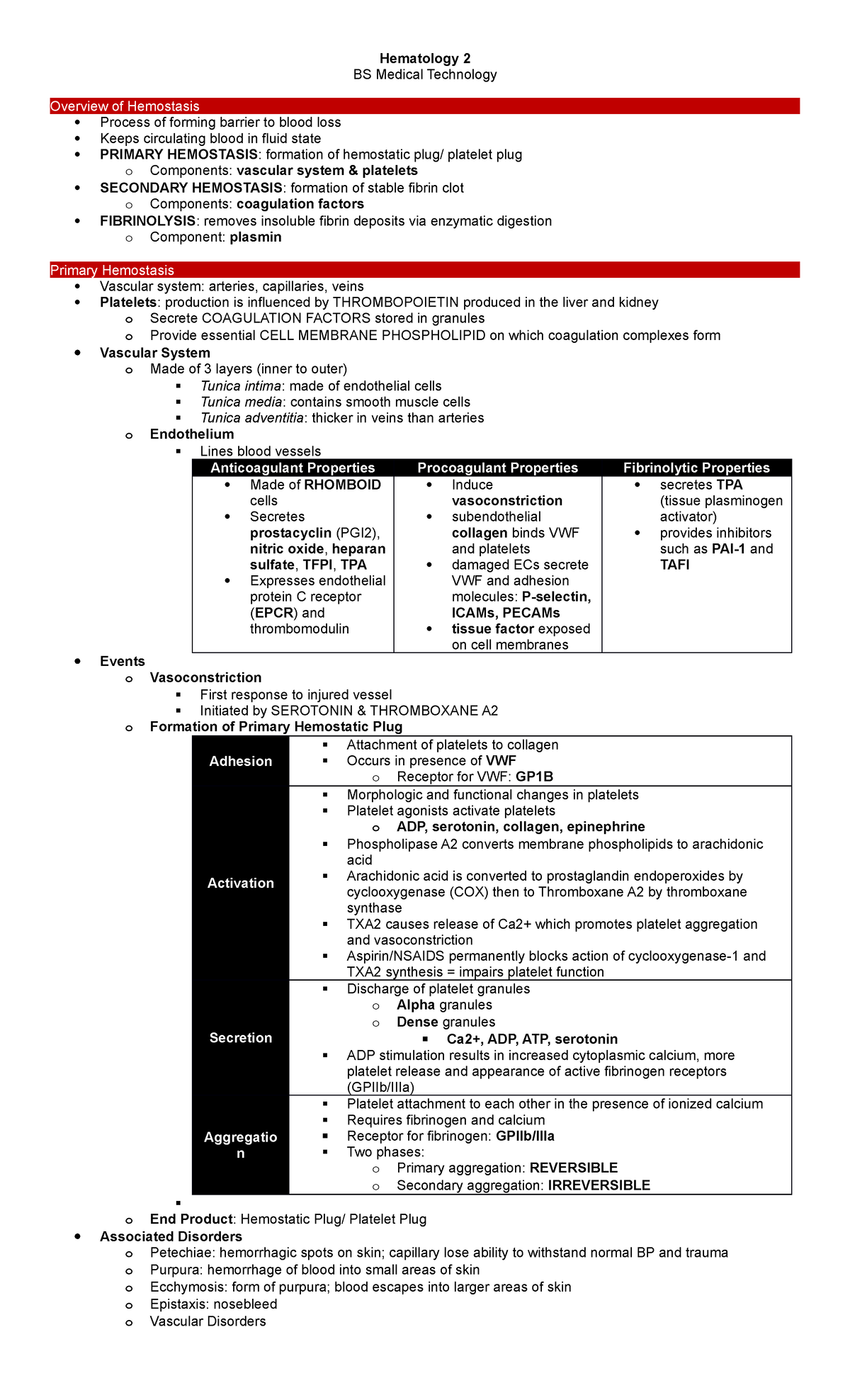 Hematology 2 - Studocu