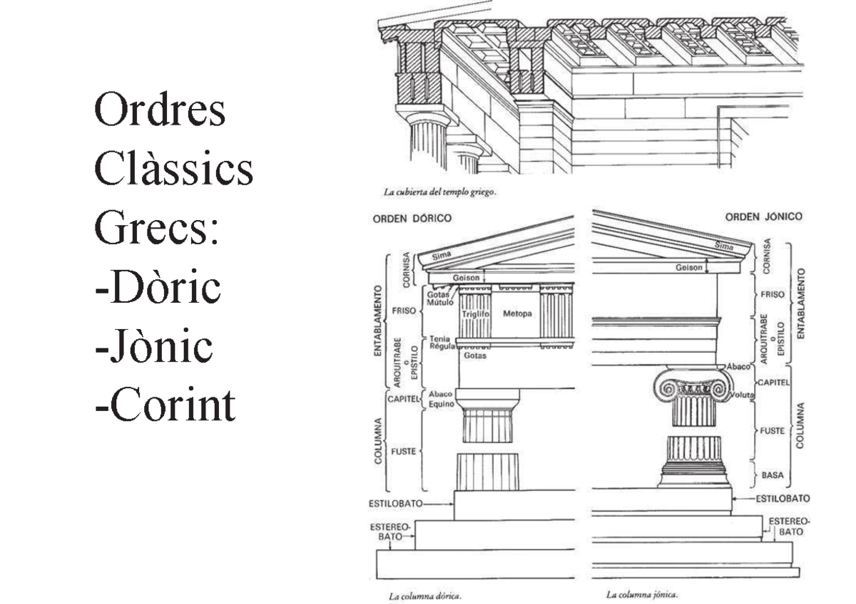 Ordres clàssics - Dòric, jònic, corinti - Grec de 1r BAtx ...