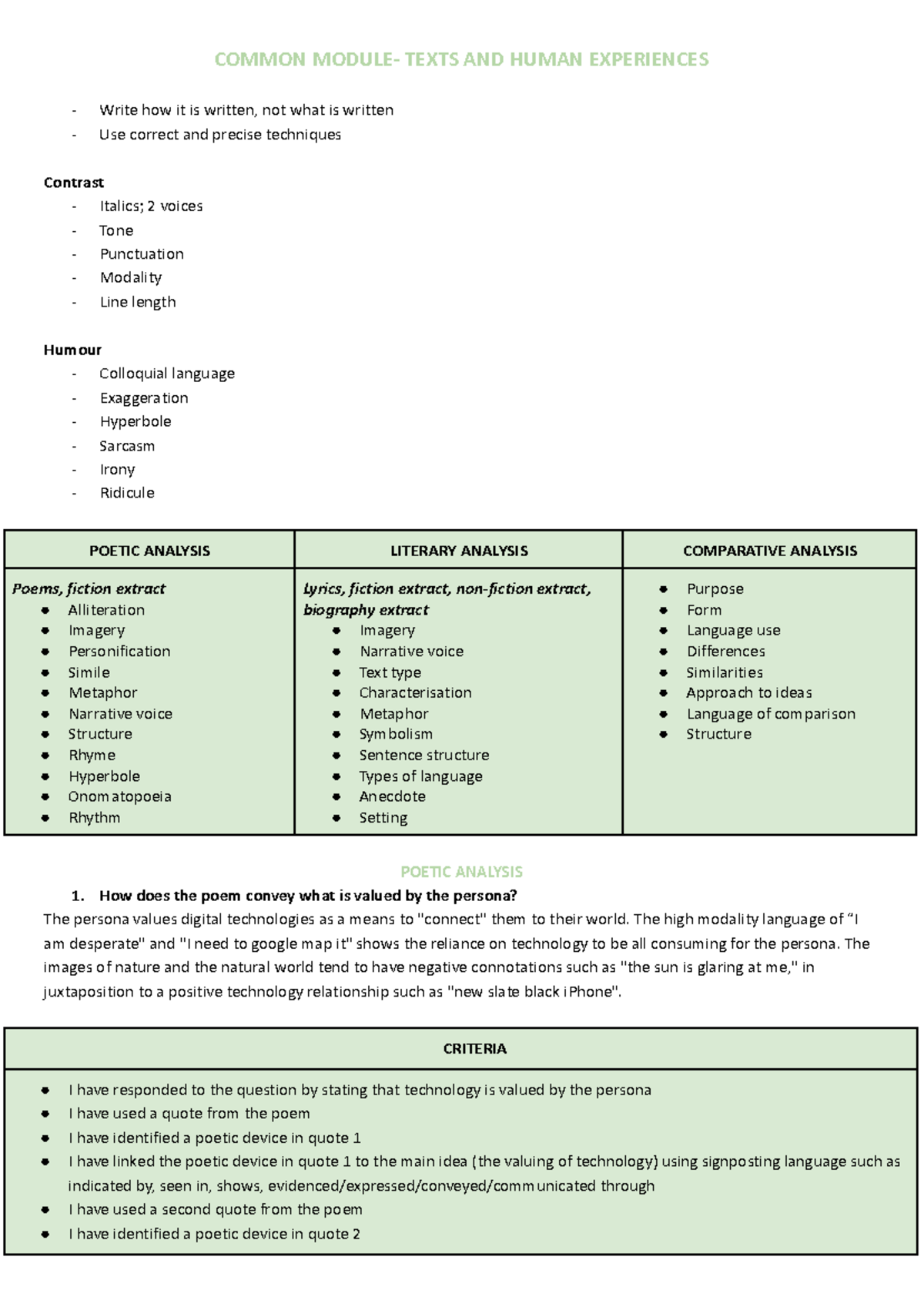 Common Module - Google Docs - COMMON MODULE- TEXTS AND HUMAN ...