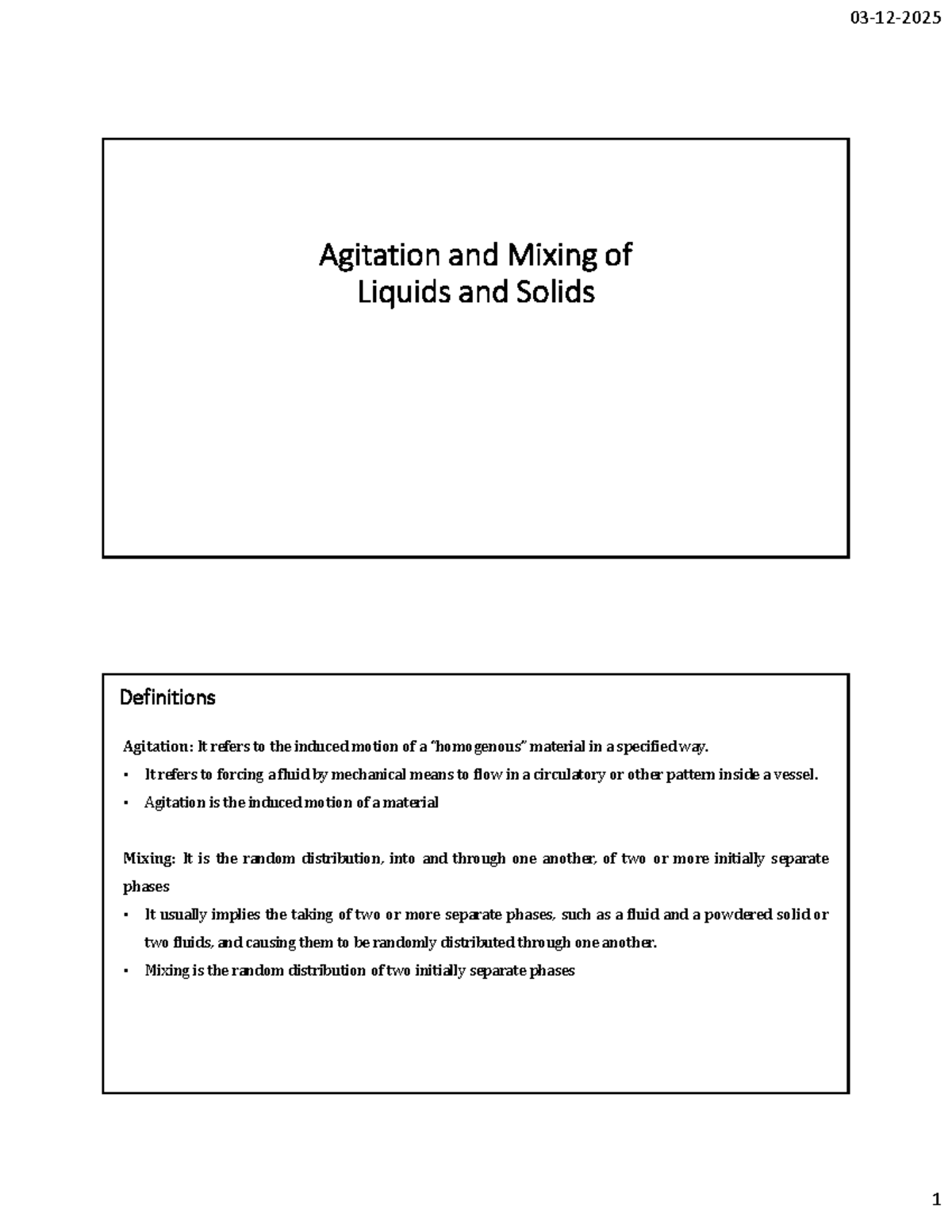 Fluid Particle Mechanics Lecture: Agitation & Mixing of Liquids/Solids ...