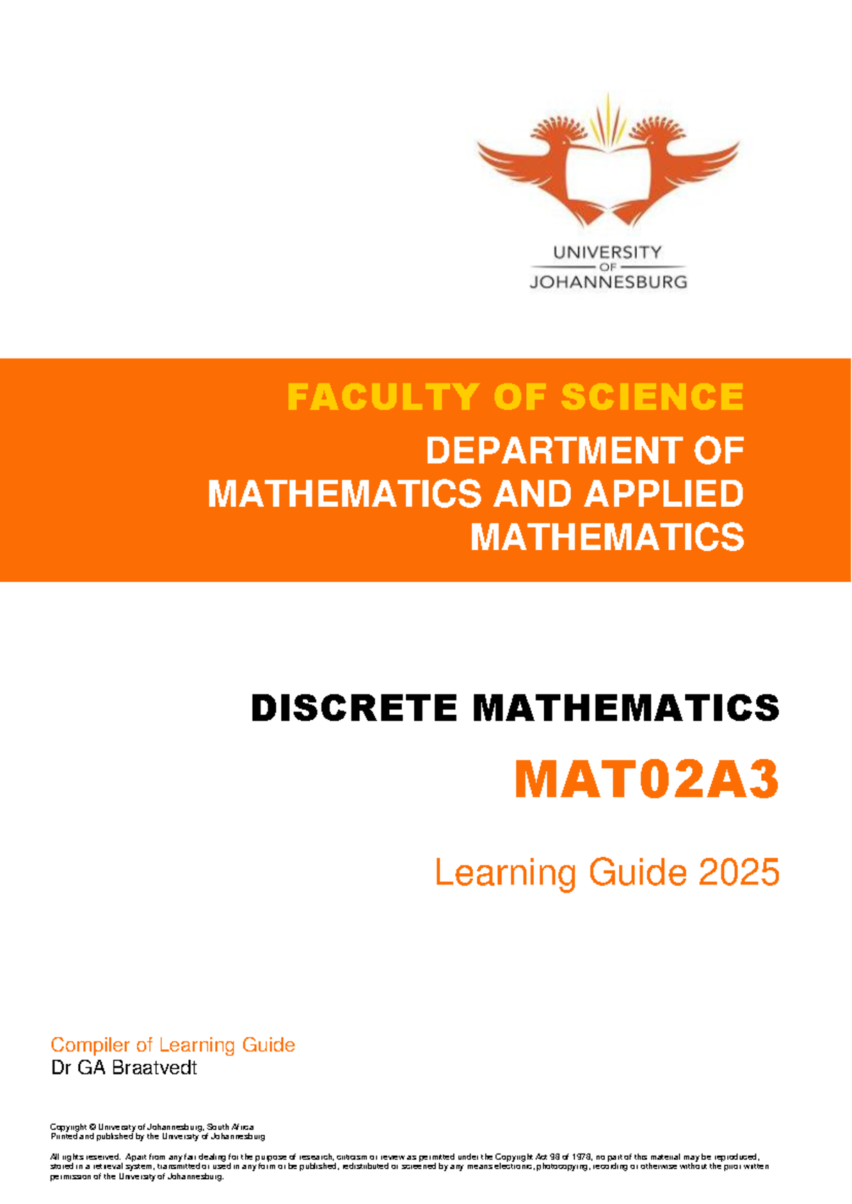 MAT02A3 Discrete Mathematics Learning Guide for 2025 - Studocu