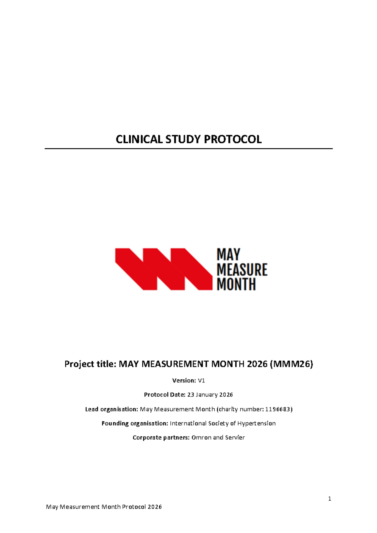 May Measurement Month 2026 Protocol: Global BP Screening Initiative ...