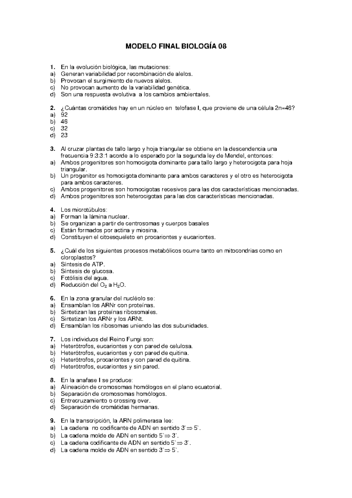 08 - Modelo de Examen Final de Biología - Studocu