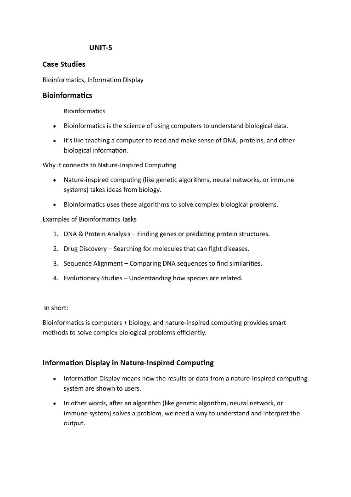 Case Study: NIC UNIT 5 - Nature Inspired Computing in Bioinformatics ...