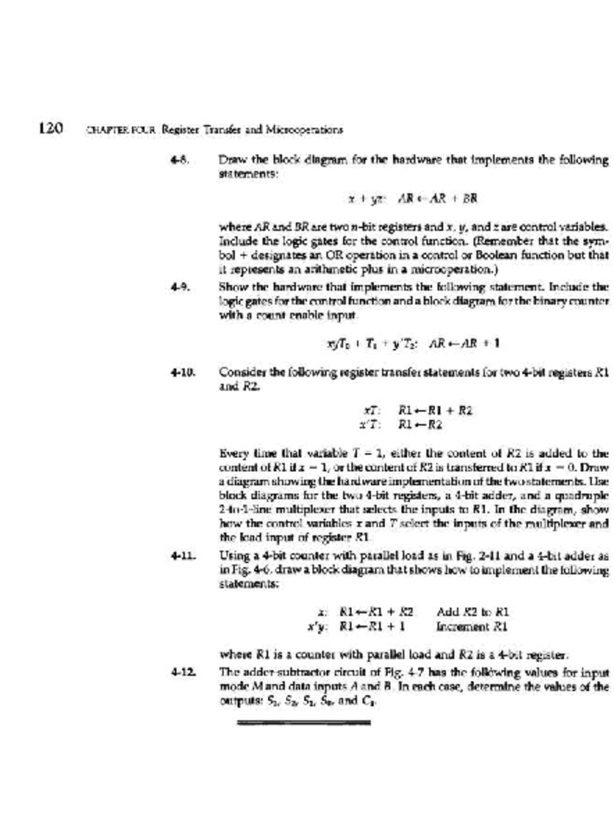 120 CHAPTER FOUR Register Transfer & Microoperations: Block Diagrams ...