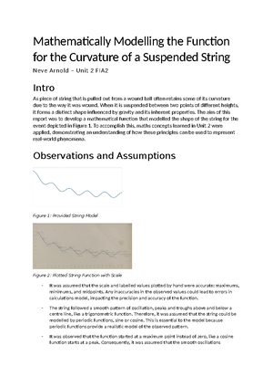 11 Mathematical Methods FA1 PSMT: Arch Bridge Design and Analysis - Studocu