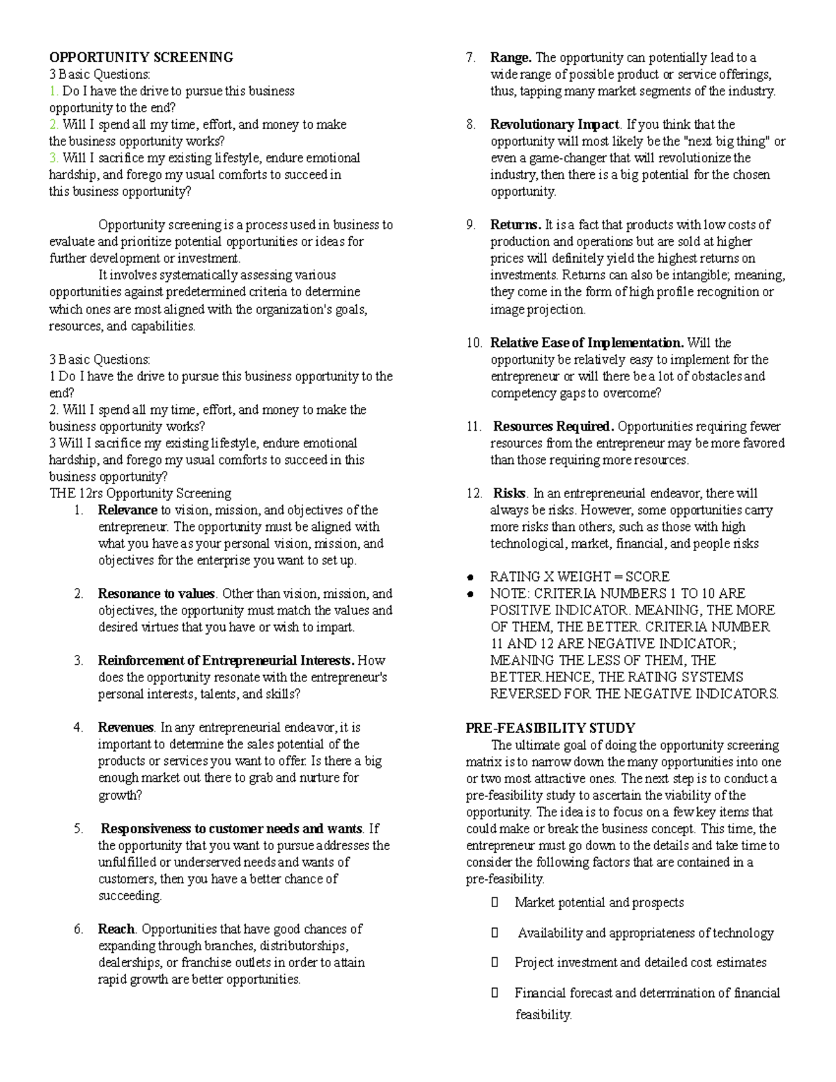 OPM 301: Opportunity Screening and Evaluation Techniques - Studocu