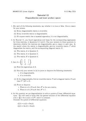 Chapt 1 ans - Answers - MAM2000W Module 2LA: Linear Algebra Chapter 1 ...