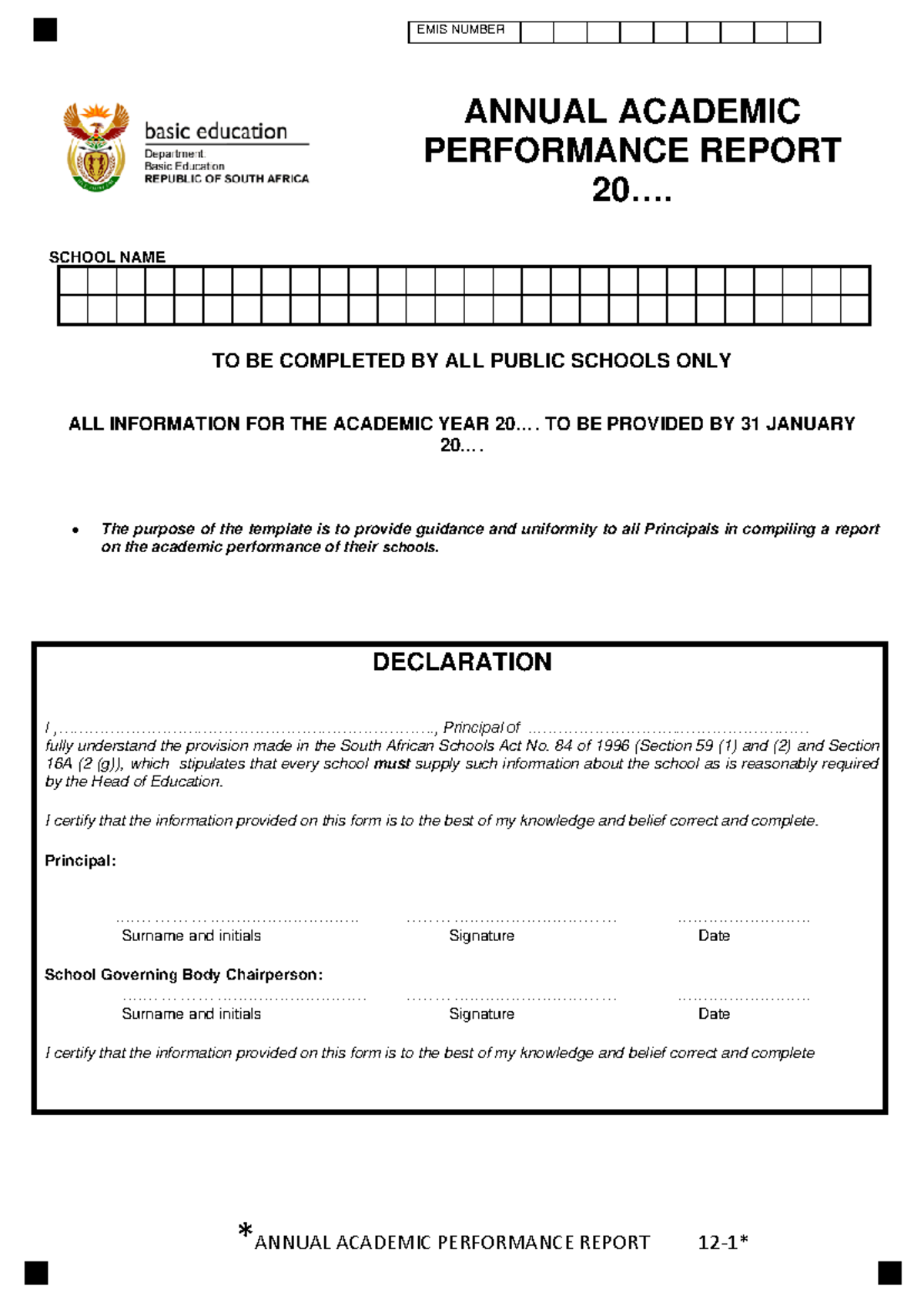 Approved Annual Academic Performance Reporting Template 2022 - Studocu