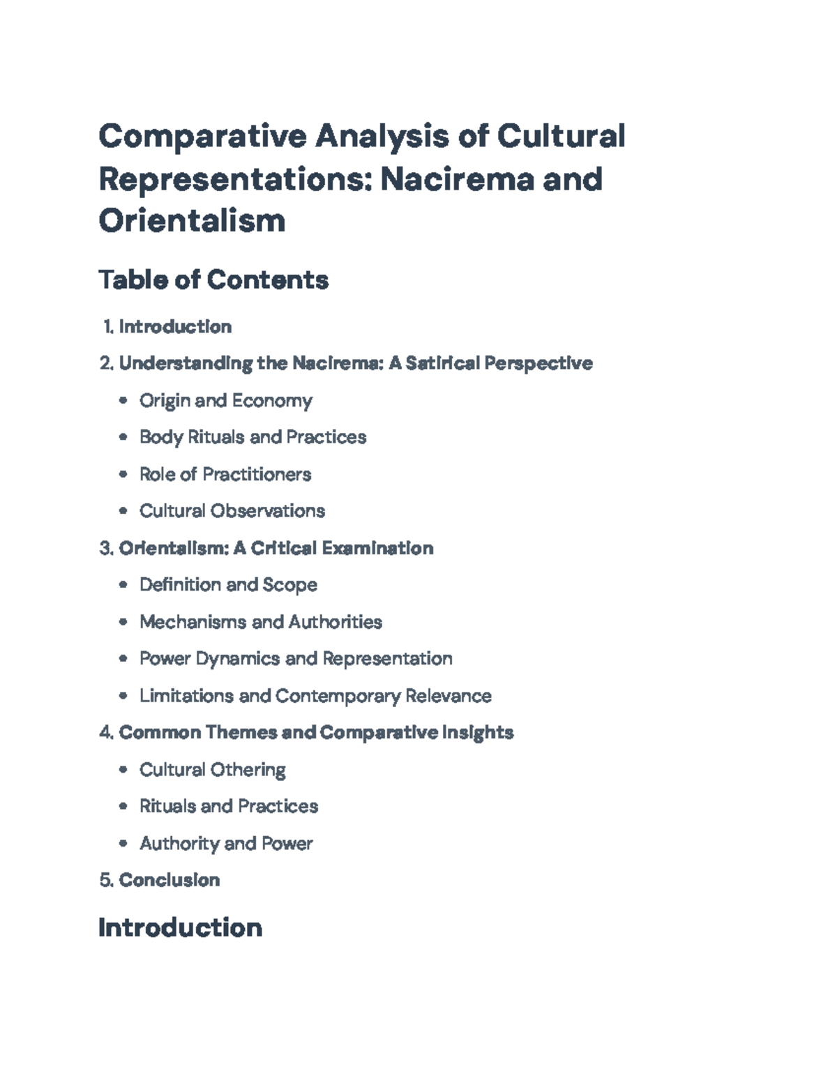 Cultural Insights: Comparative Analysis of Nacirema & Orientalism - Studocu