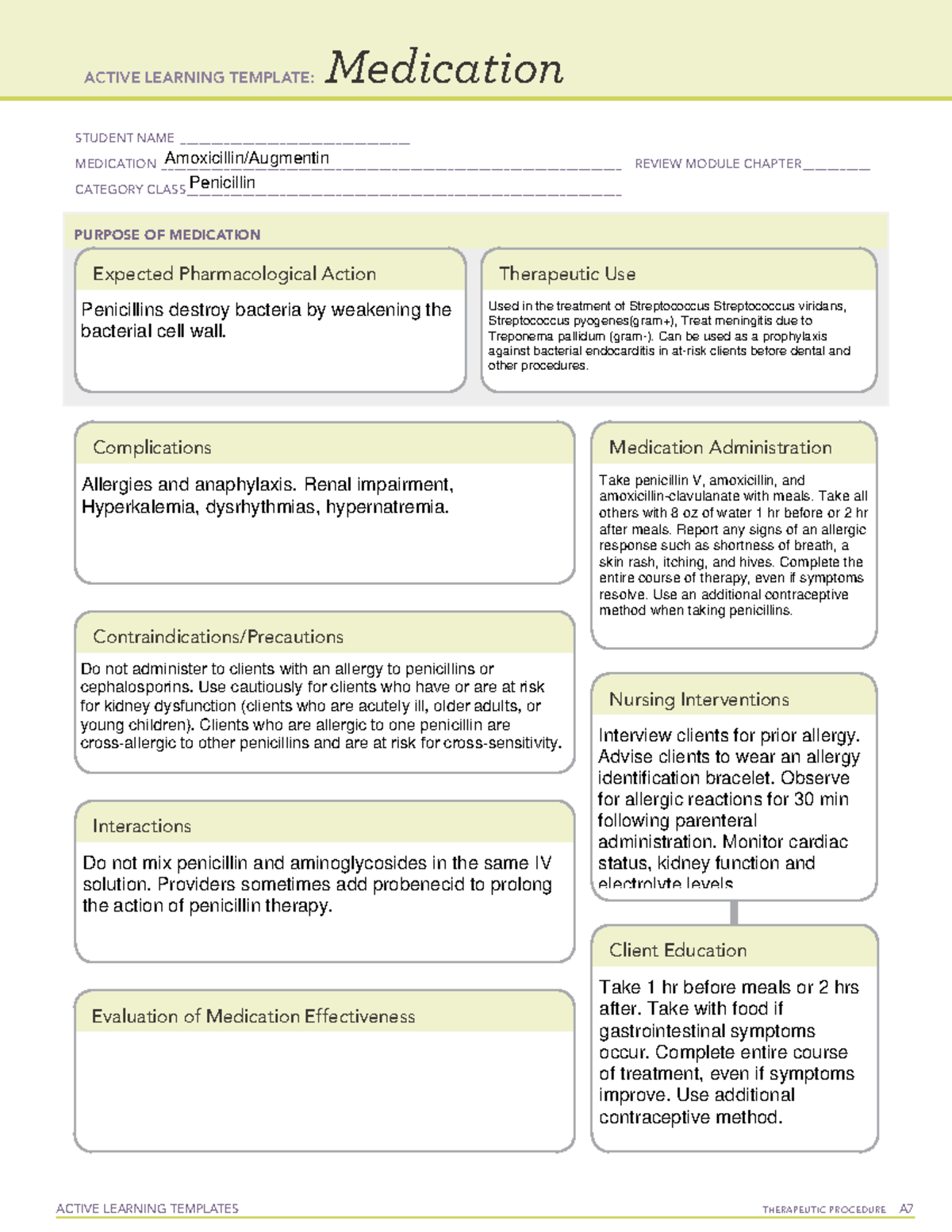 Amoxicillin - Augmentin - ACTIVE LEARNING TEMPLATES THERAPEUTIC ...