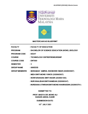 ENT600 BP - I hope this helps! - TECHNOLOGY ENTREPRENEURSHIP (ENT600 ...