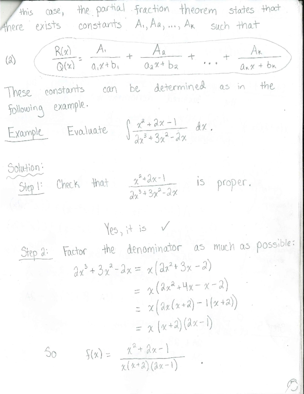 Section 7.4-2: Partial Fraction Decomposition - this case, the partial ...