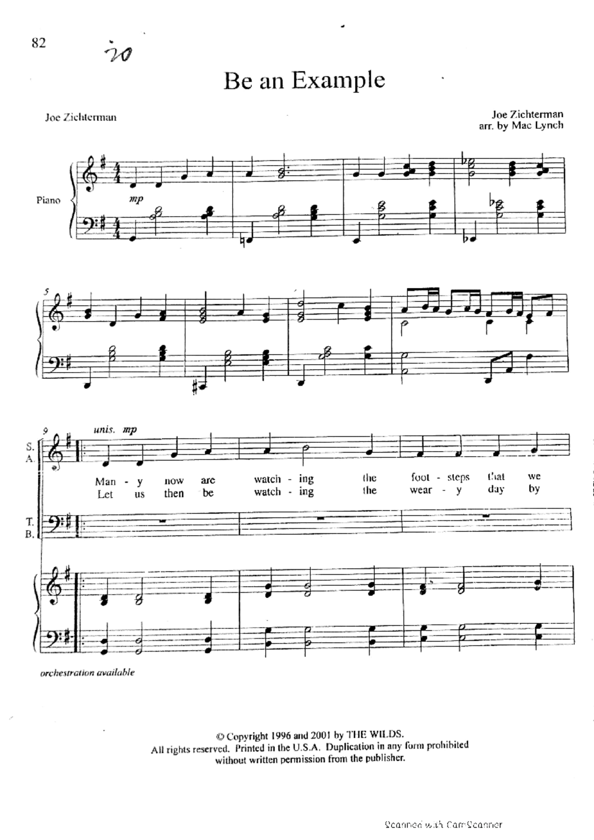 Be an Example: Music Sheets by Joe Zichterman - Arr. Mac Lynch - Studocu