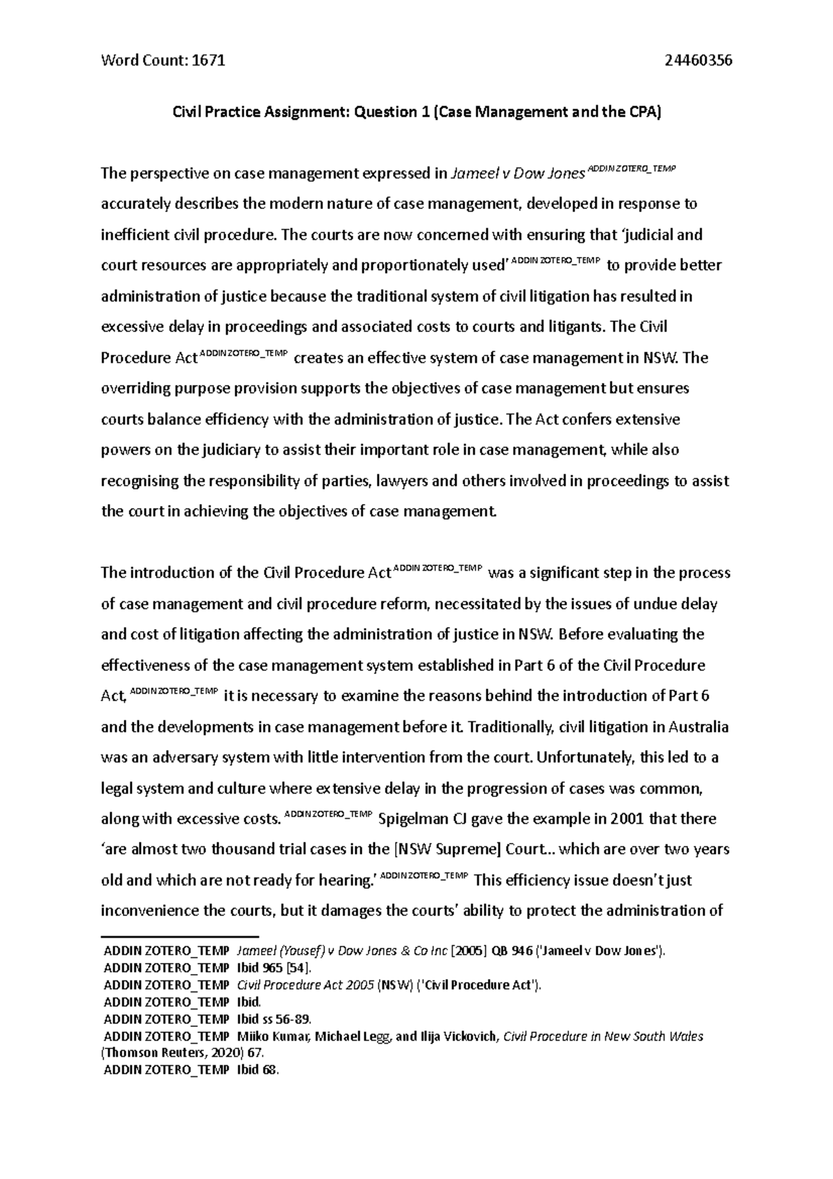Civil Practice Assignment - Case Management in the CPA System - Studocu