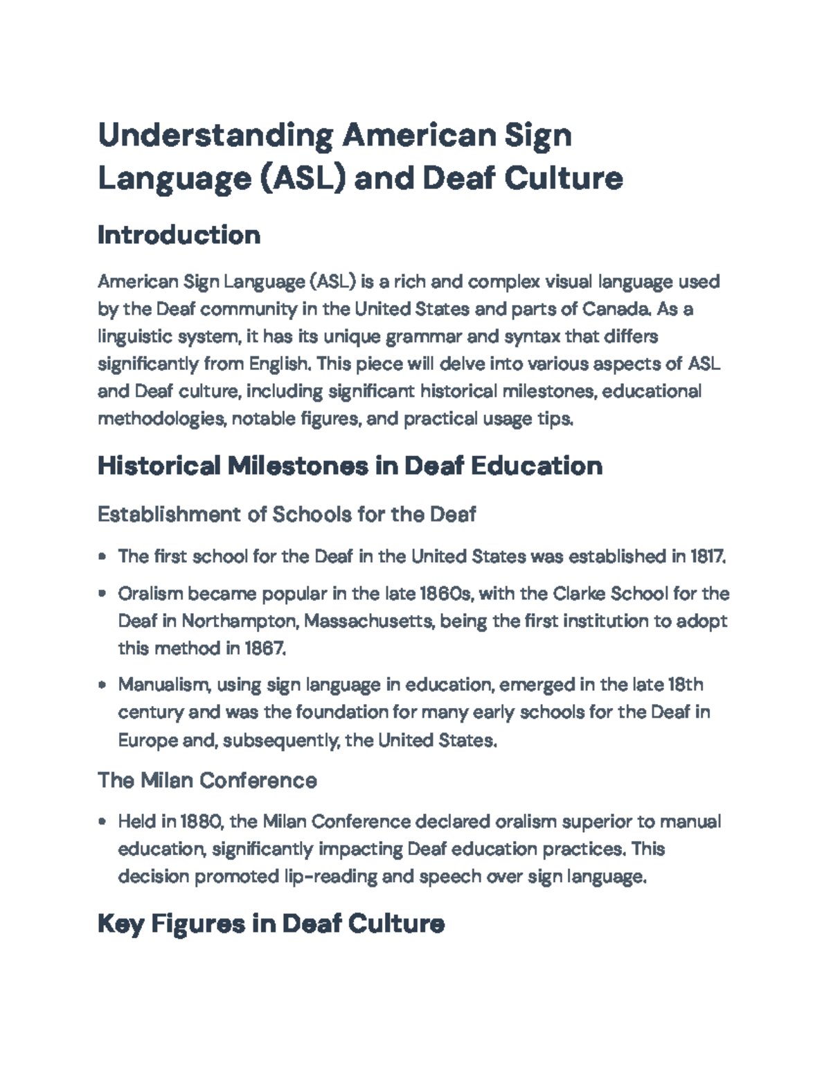 Understanding ASL & Deaf Culture: Historical Milestones & Grammar ...