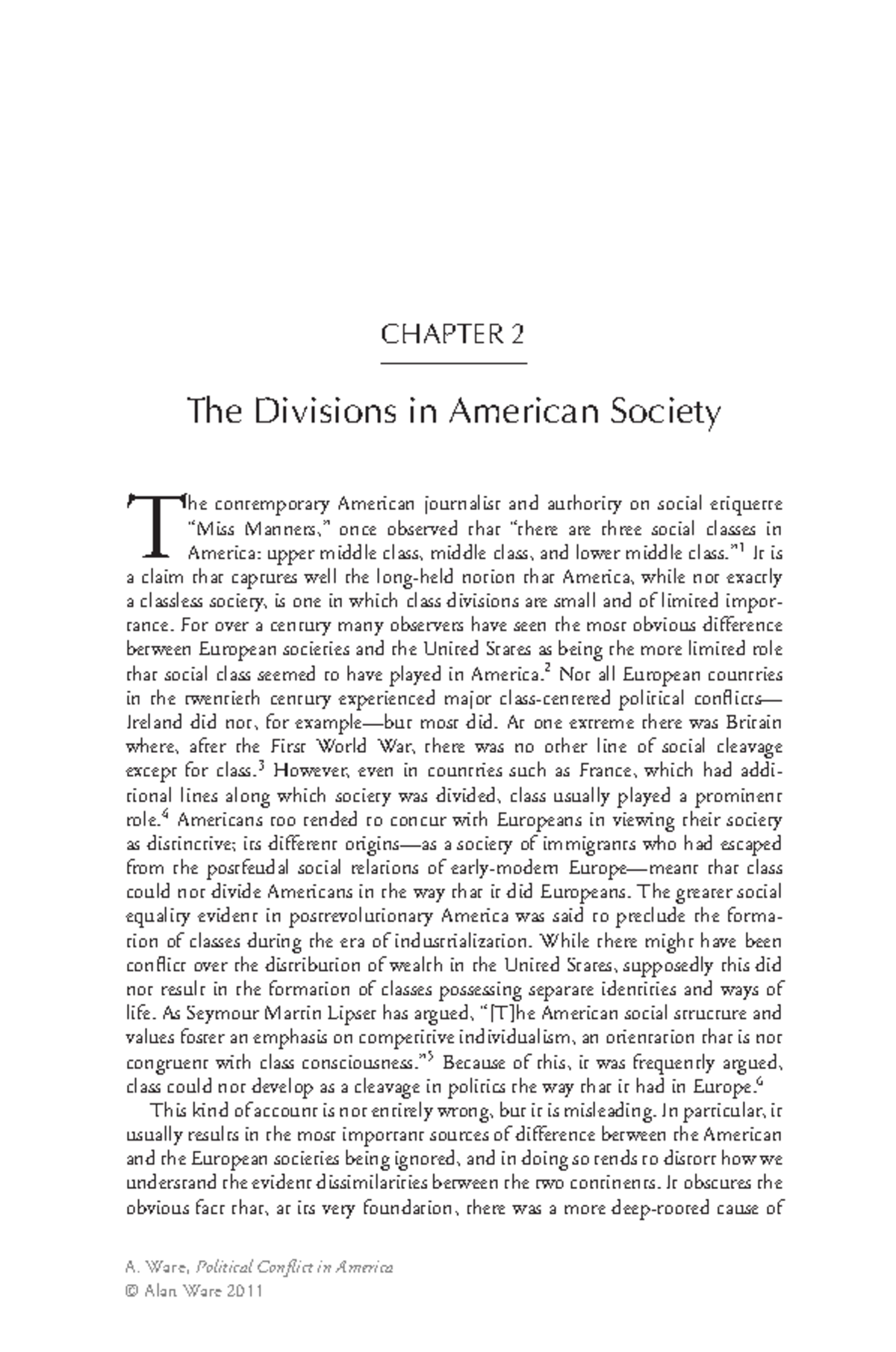 Chapter 2: The Divisions in American Society - An Analysis of Class and ...