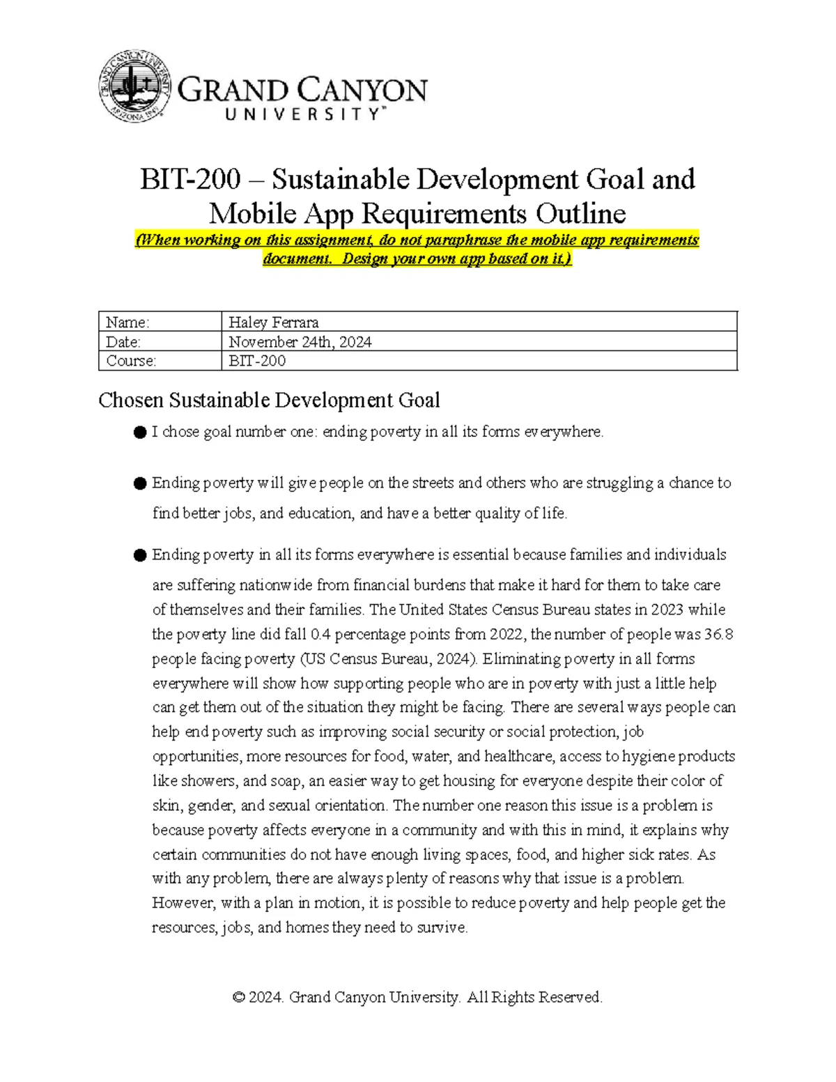 BIT 200 T4 Mobile App Requirements for Sustainable Development Goal 1 ...