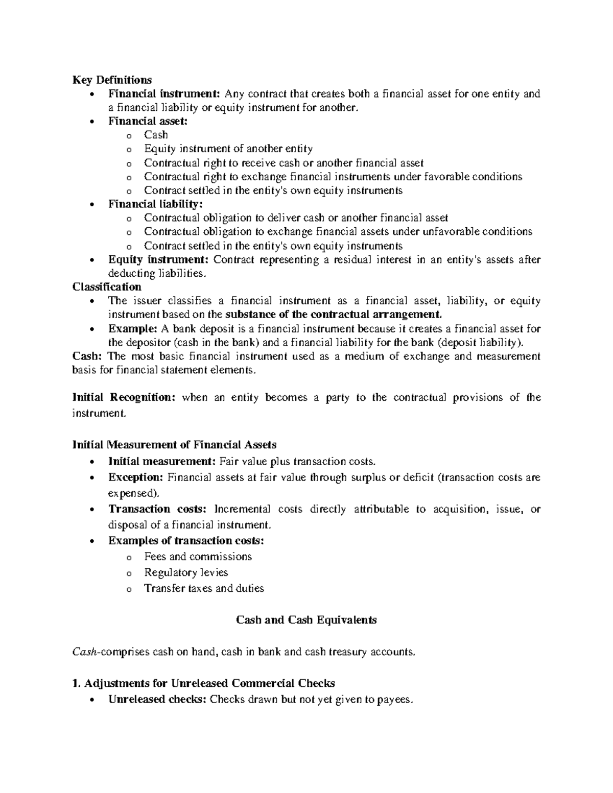 Quick Notes - CH 6 - Key Concepts of Financial Assets and Liabilities ...