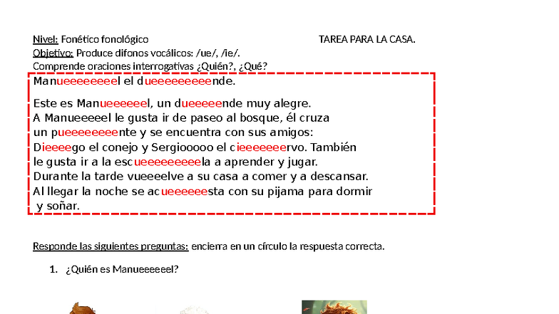 21 al 25 de julio - vrfr4f2r - Nivel: Fonético fonológico TAREA PARA LA ...