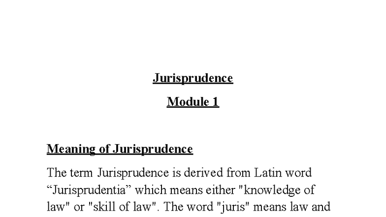 Jurisprudence Module 1: Understanding the Meaning and Schools of Law ...
